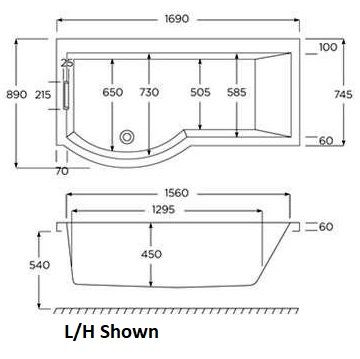 CARRON Celsius Showerbath RH With C-Lenda System 1 White/Chrome 19.203R ...